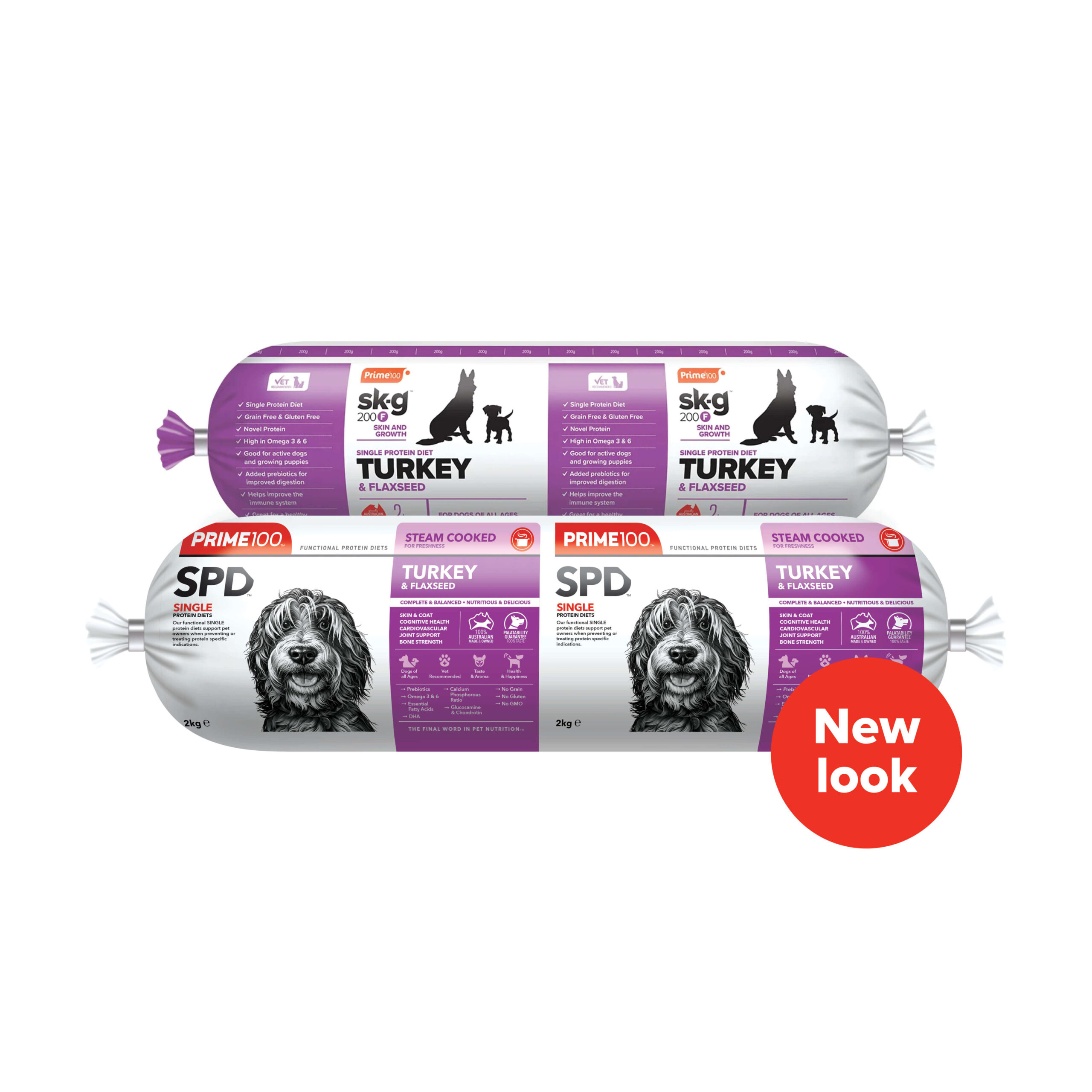 Prime100 Turkey Flaxseed Dog Roll 2kg - Aussie for Skin Health — Hungry ...